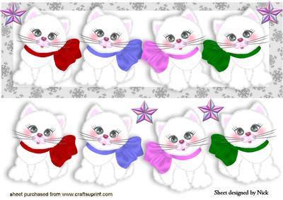 Cute White Kittens with Big Bows Dl - CUP371282_415 | Craftsuprint