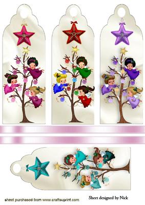 Little Christmas Angels with Stars Bookmarks - CUP371309_415 | Craftsuprint