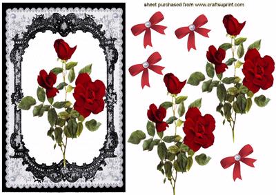 Elegant Red Roses in Black Lace Frame - CUP37206_415 | Craftsuprint