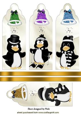 Cheeky Penguins with Bells Bookmarks - CUP375893_415 | Craftsuprint