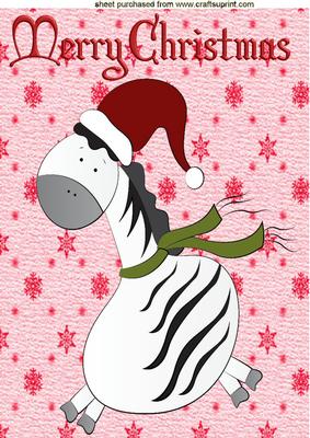 Zebra in Santa Hat with Stars A4 - CUP383608_415 | Craftsuprint
