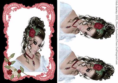 Beautiful Lady with Rose on a Pretty Frame - CUP38658_415 | Craftsuprint