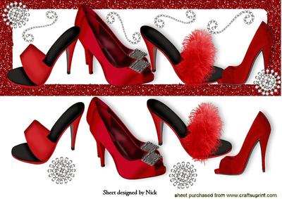 Red Evening Shoes with Diamonte Dl - CUP387169_415 | Craftsuprint