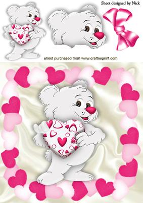 Cute Little Love Bear with Heart in Heart Frame 8x8 - CUP387212_415 ...