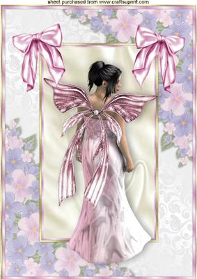 Fantasy Fairy in Pink with Bows in Floral Frame A4 - CUP392925_415 ...