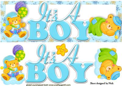 Baby Boy Words with Cuddly Toys Dl - CUP396322_415 | Craftsuprint