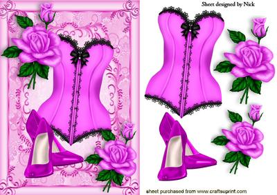 Beautiful Pink Basque with Shoes and Pink Roses A5 - CUP402189_415 ...