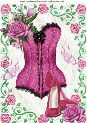 Pretty Pink Basque in Pink Rose Frame with Butterflies A4 - CUP407586 ...