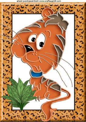 Cute Cartoon Tiger with Leaves in Frame A4 - CUP408040_415 | Craftsuprint