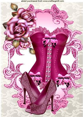 Pretty in Pink Basque with Pink Roses A4 - CUP408192_415 | Craftsuprint