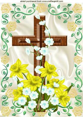Easter Cross with Spring Daffodils A4 - CUP409840_415 | Craftsuprint