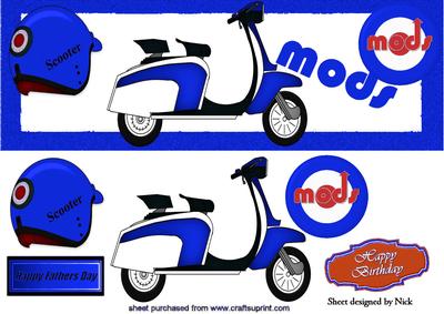 The Mods Blue Scooter with Helmet Dl - CUP410627_415 | Craftsuprint