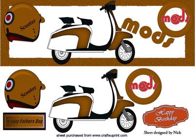The Mods Brown Scooter with Helmet Dl - CUP410629_415 | Craftsuprint