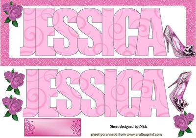 Jessica Word Name with Rose and Shoe Dl - CUP410931_415 | Craftsuprint