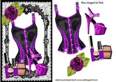 Purple/black Basque with Shoe and Rose - CUP411110_415 | Craftsuprint