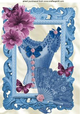Blue Vintage Basque with Blue Fan and Flowers A4 - CUP414192_415 ...