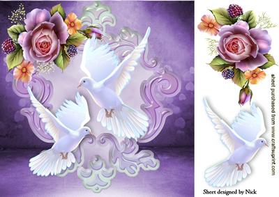 Beautiful White Doves with Roses 8x8 - CUP416133_415 | Craftsuprint