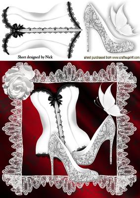 White Basque, Lace Shoes and White Butterflies on Lace 8x8 - CUP416719 ...