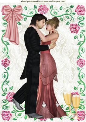 Dancing Couple in Frame of Pink Roses A4 - CUP426968_415 | Craftsuprint