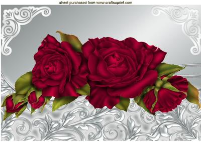 Beautiful Red Roses in Ornate Frame A4 - CUP428089_415 | Craftsuprint