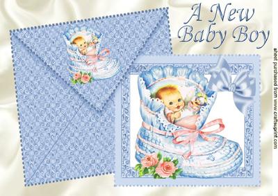 Little Vintage Baby Boy Card and Envelope with Bow A4 - CUP433455_415 ...
