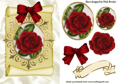 Red Rose in Ornate Frame on a Scroll - CUP434022_415 | Craftsuprint