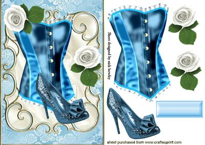 Satin Blue Basque with White Roses - CUP439447_415 | Craftsuprint