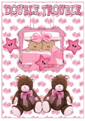 Double Trouble Cute Babies and Pink Stars - CUP441021_415 | Craftsuprint