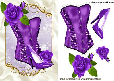 Pretty Purple Basque with Painted Roses - CUP441774_415 | Craftsuprint