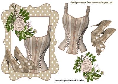 Beige Basque with Sparkle Shoes and Roses - CUP442805_415 | Craftsuprint