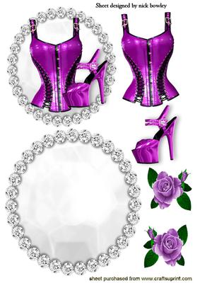 Purple Basque in Diamante Rocker with Roses - CUP443171_415 | Craftsuprint