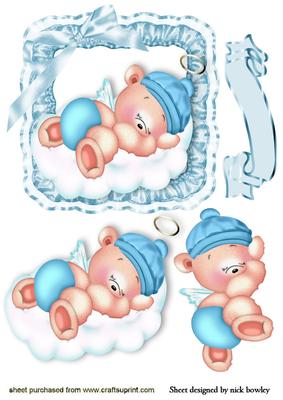 Sleepy Blue Angel Teddy in Ruffle Satin Frame - CUP443387_415 ...