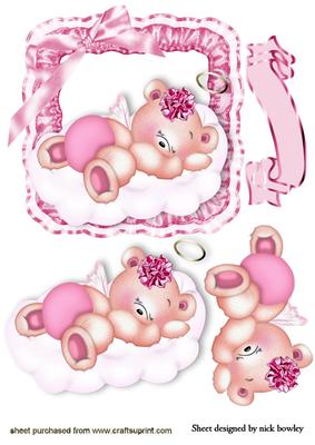 Sleepy Pink Angel Teddy in Ruffle Satin Frame - CUP443391_415 ...