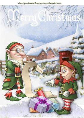 Santas Elves with Christmas List A4 - CUP446864_415 | Craftsuprint