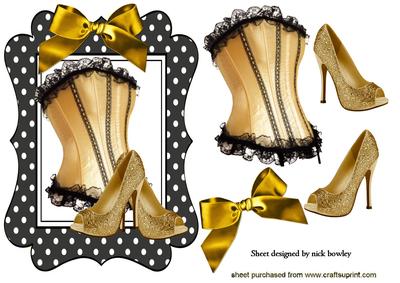 Gold Black Lace Basque, with Shoe - CUP447867_415 | Craftsuprint