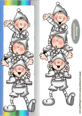 Cheeky Santa Elves in Silver Long Dl Card - CUP451898_415 | Craftsuprint
