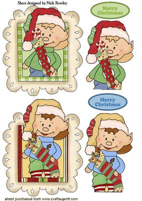 Cute Elves in Frames, Toppers - CUP453454_415 | Craftsuprint