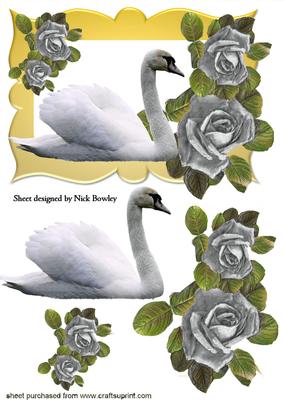 Beautiful White Swan with Silver Roses - CUP460836_415 | Craftsuprint