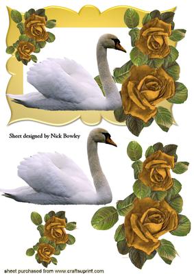 Beautiful White Swan with Gold Roses - CUP460847_415 | Craftsuprint