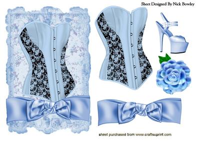 Pretty Blue Basque, with Shoe and Blue Bow - CUP462115_415 | Craftsuprint