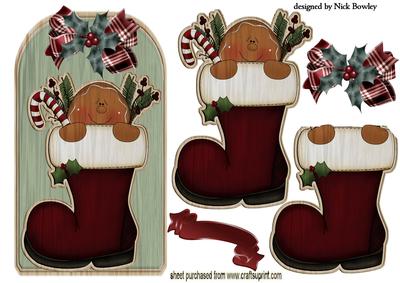 Peeking Gingerbread Man in Stocking on Wooden Tag - CUP464916_415 ...