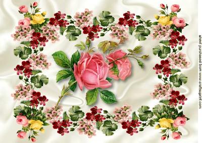 Pink Roses in Pretty Flower Frame A4 - CUP470346_415 | Craftsuprint