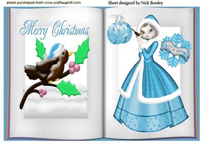Lovely Snow Lady with Birds Open Book A4 - CUP476275_415 | Craftsuprint