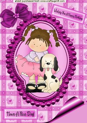 Cute Little Girl A4 Topper with Puppy - CUP48784_415 | Craftsuprint