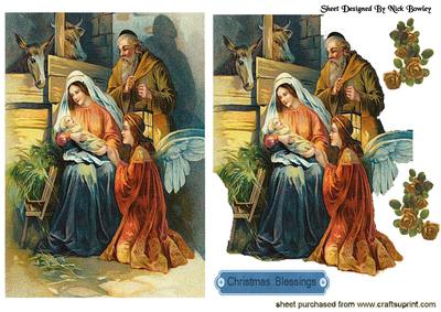 Mary with Baby Jesus in Stable with Animals - CUP489091_415 | Craftsuprint
