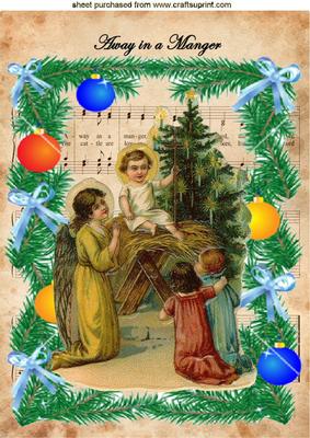 Angels Watching Over Baby Jesus with Tree A4 - CUP492333_415 | Craftsuprint