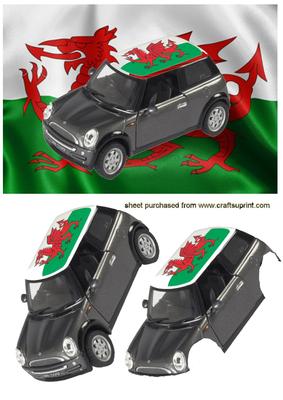 Welsh Mini Cooper Decoupage on Welsh Flag - CUP50554_415 | Craftsuprint