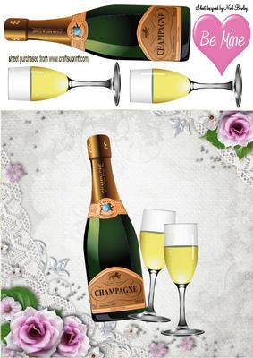 Champagne and Glasses in Rose Frame 8x8 - CUP510266_415 | Craftsuprint