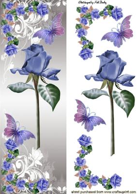 Single Blue Rose with Butterflies Tall Dl - CUP510545_415 | Craftsuprint
