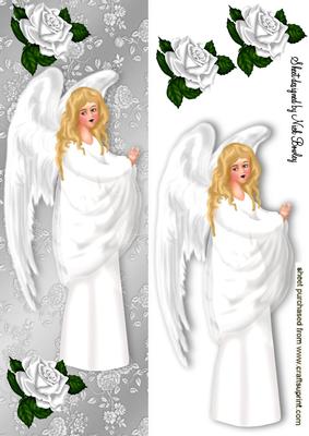 Pretty Angel in White with White Roses Tall Dl - CUP511506_415 ...